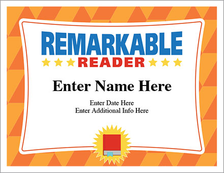 Speed Reader Award Certificate